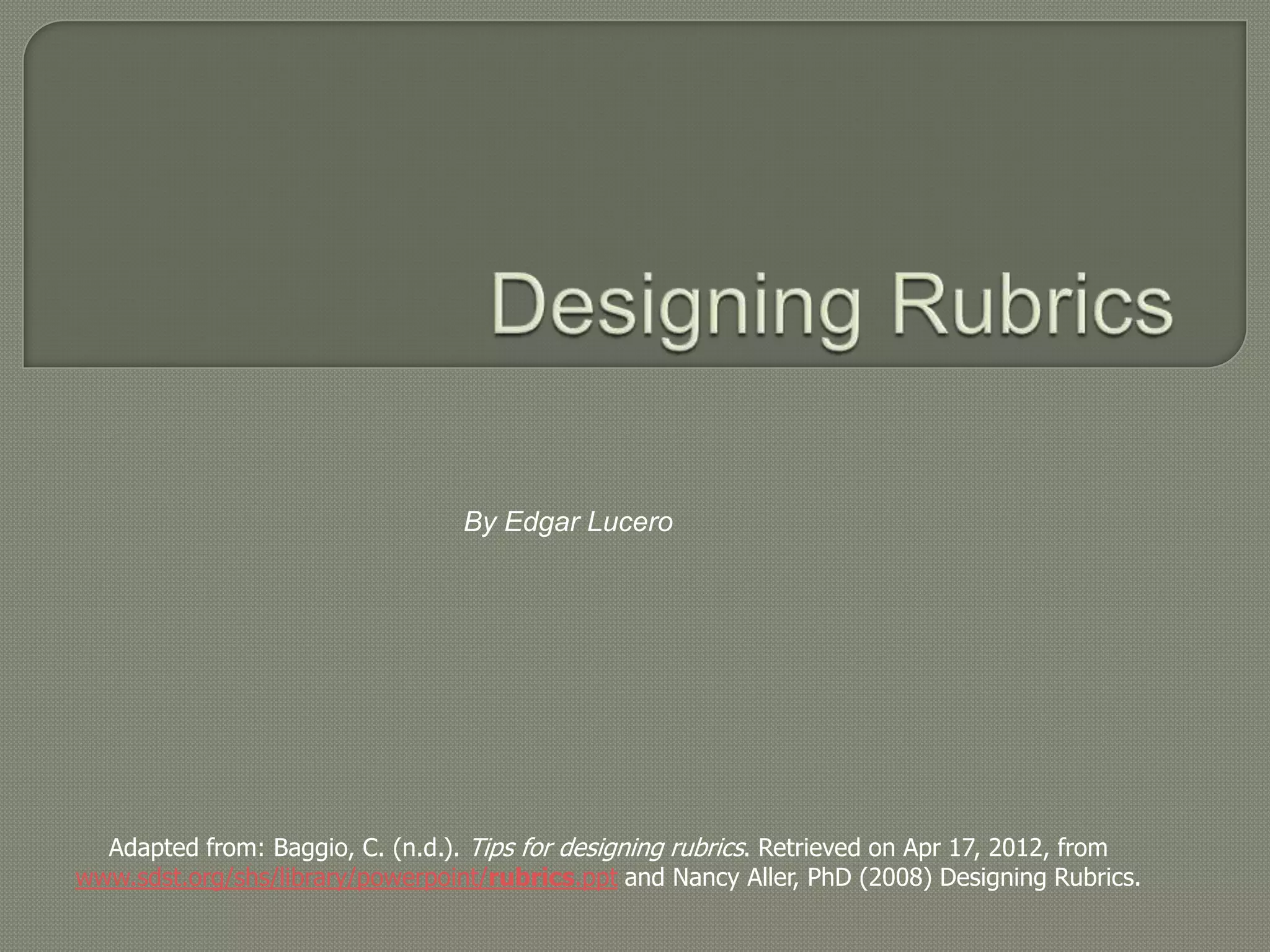 Presentation how to design rubrics | PPTX