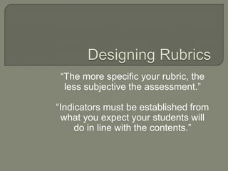 Presentation how to design rubrics | PPTX