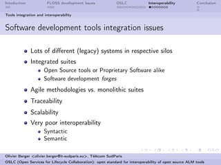 OSLC (Open Services for Lifecycle Collaboration): open standard for interoperability of open ...