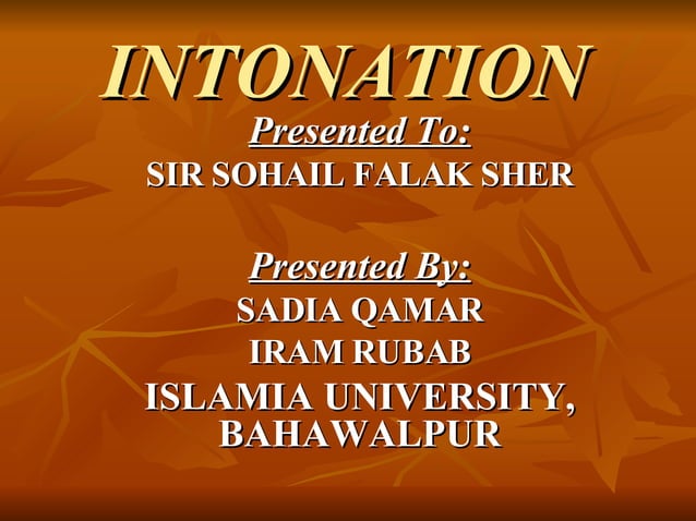 Presentation Intonation | PPT