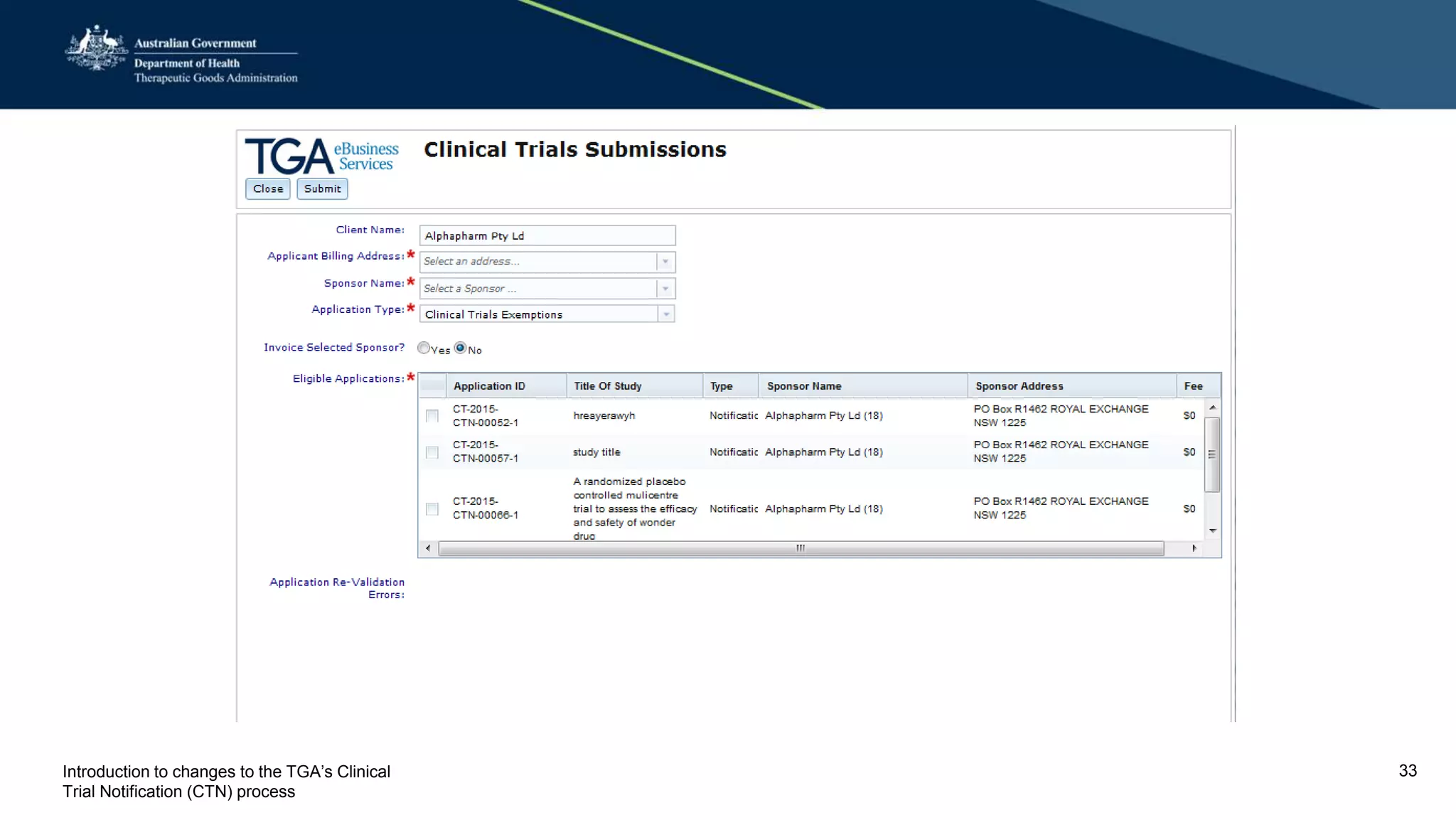 Introduction to changes to the TGA's Clinical Trial Notification (CTN) process | PPTX