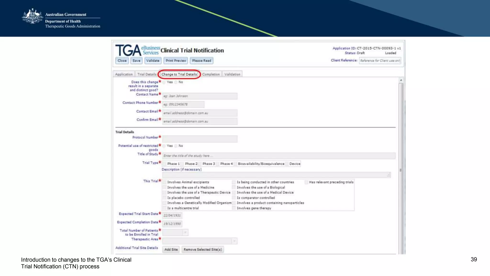 Introduction to changes to the TGA's Clinical Trial Notification (CTN) process | PPTX