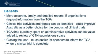 Introduction to changes to the TGA's Clinical Trial Notification (CTN) process | PPTX