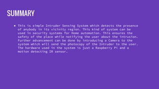 Presentation intruder detection system based on raspberry pi 3 model B ...