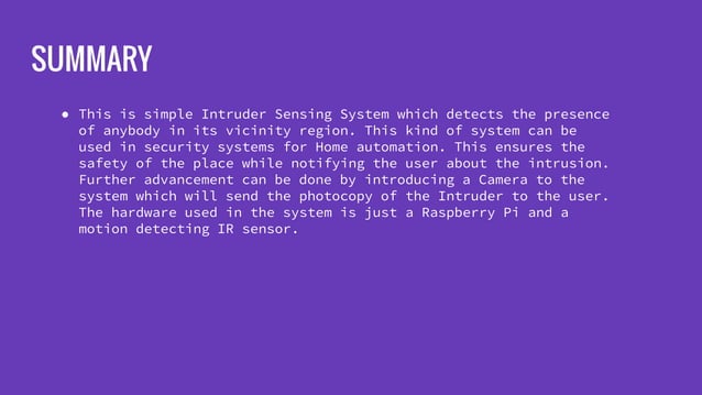 Presentation Intruder Detection System Based On Raspberry Pi 3 Model B Ppt