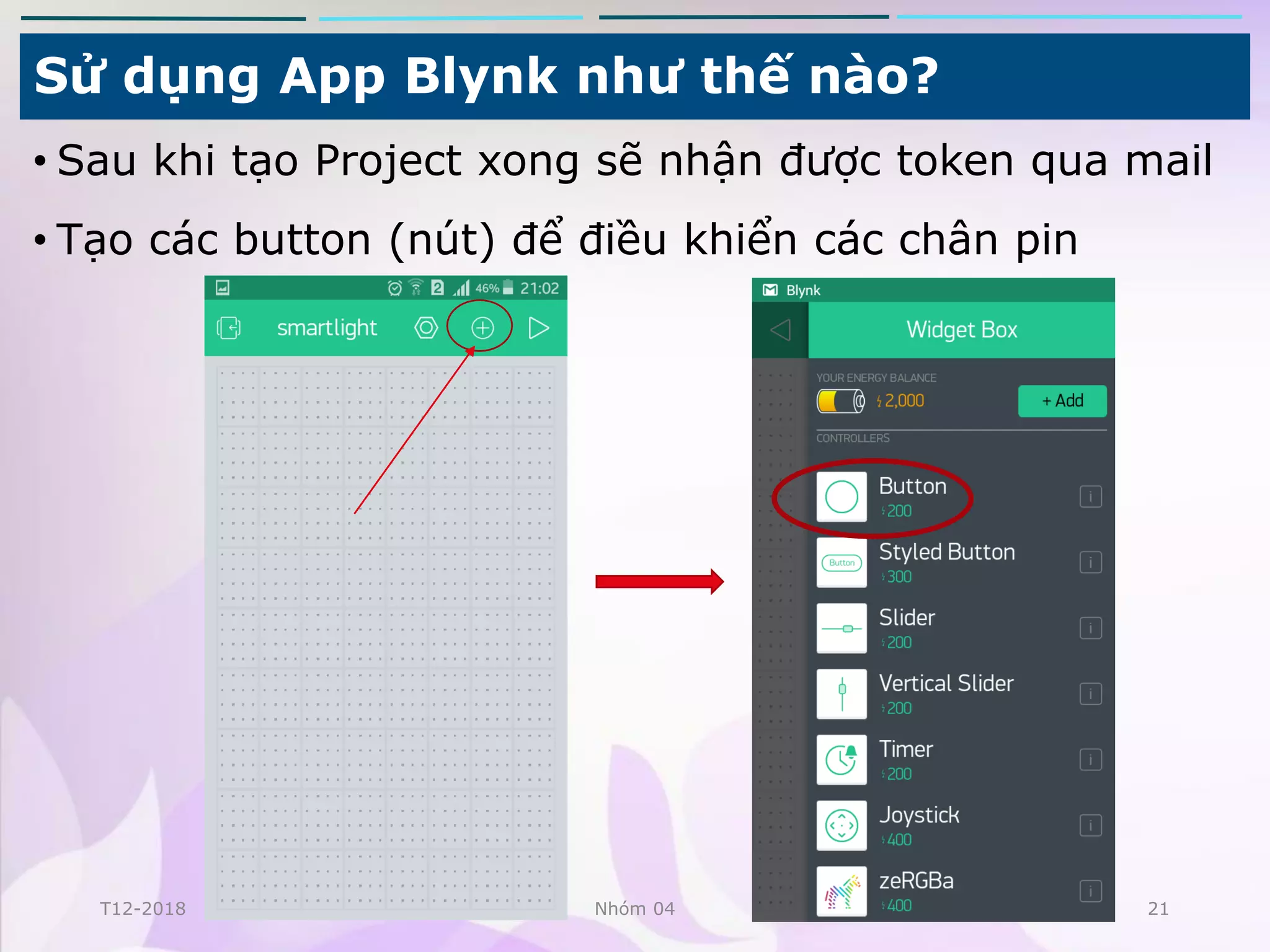 Presentation an IoT project - control LED through App Blynk on Wemos D1 | PDF