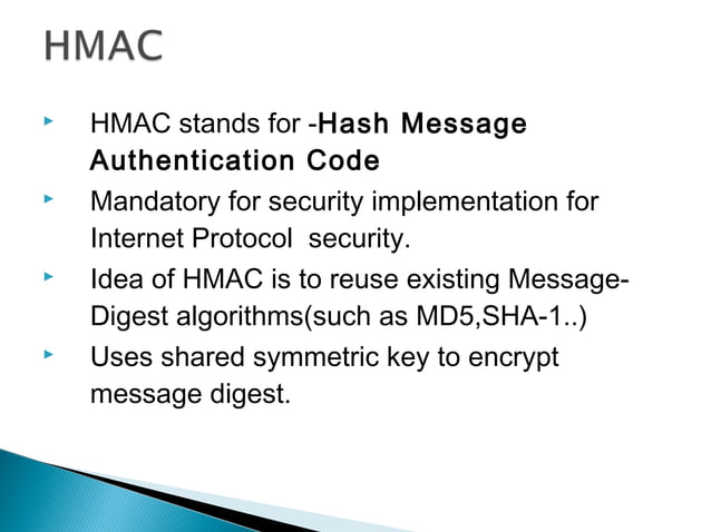 Message Authentication Code & HMAC | PPT | Programming Languages | Computing