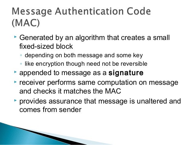 Message Authentication Code & HMAC