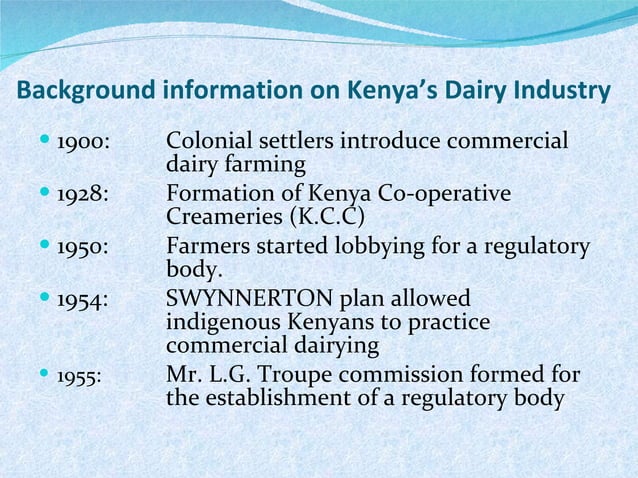 Briefing on the Kenya Dairy Board and the Kenyan dairy industry | PPT