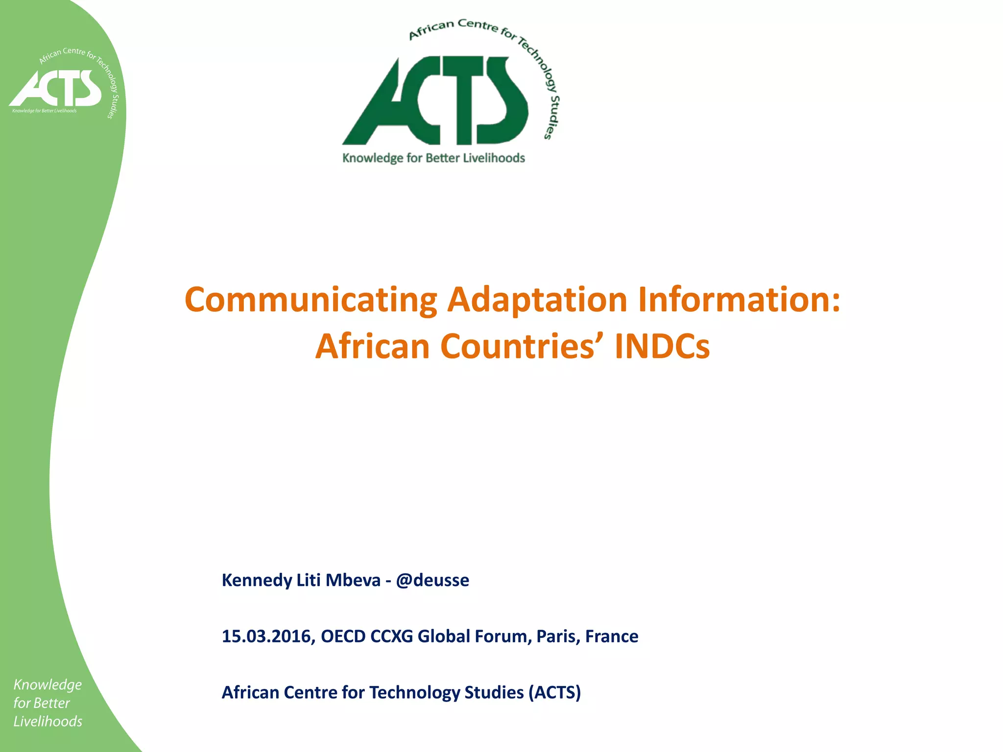 Communicating Adaptation information: African Countries' INDCs, by ...