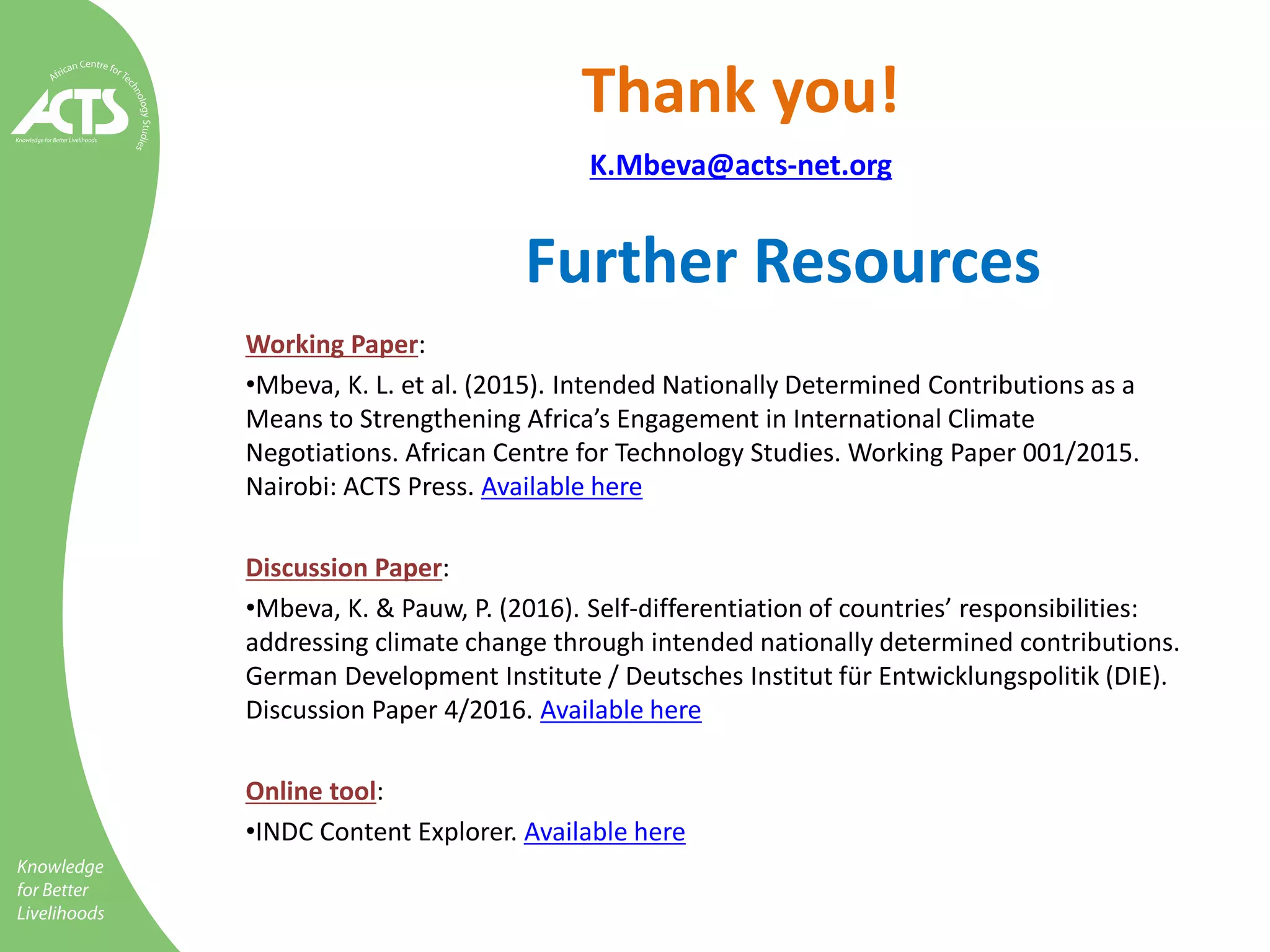 Communicating Adaptation information: African Countries' INDCs, by ...