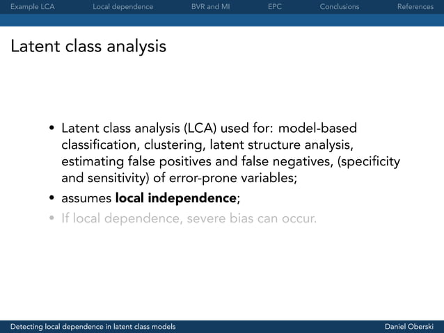 Detecting Local Dependence In Latent Class Models Ppt