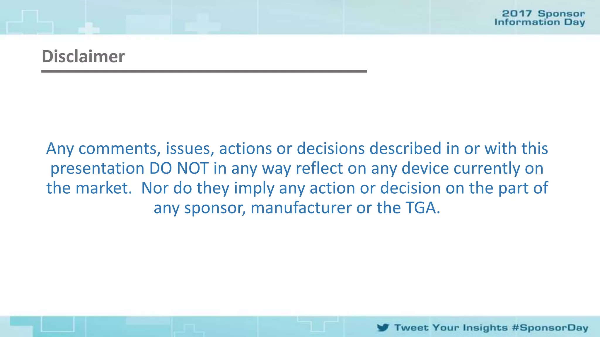 TGA presentation: Lifecycle of a Medical Device / IVD | PPT