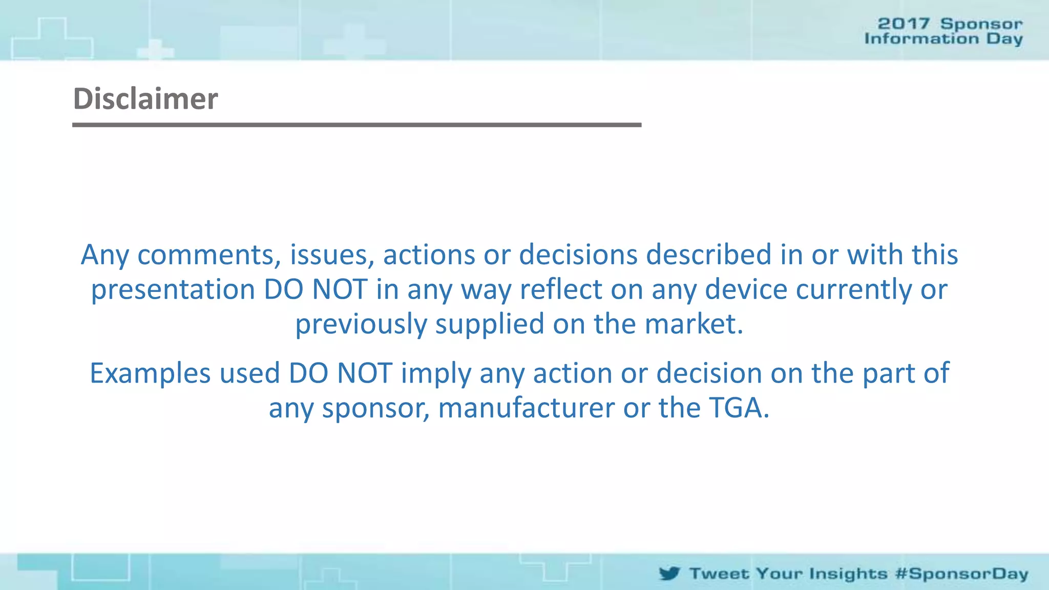 TGA presentation: Lifecycle of a Medical Device / IVD | PPTX