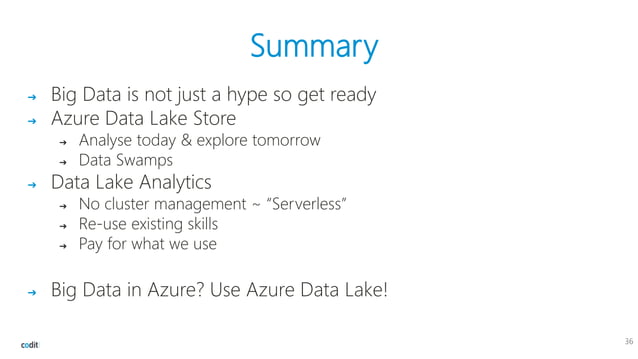 NDC Sydney - Analyzing StackExchange with Azure Data Lake | PPT NDC Sydney - Analyzing StackExchange with Azure Data Lake | PPT