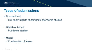 Literature based submissions (LBS)... the options and lessons | PPTX