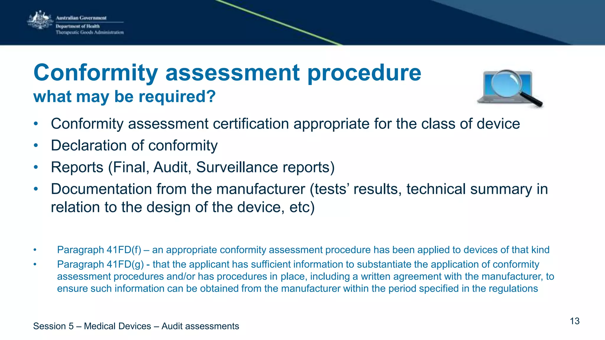 TGA presentation: medical devices audit assessments | PPTX