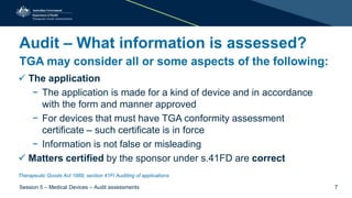TGA presentation: medical devices audit assessments | PPTX