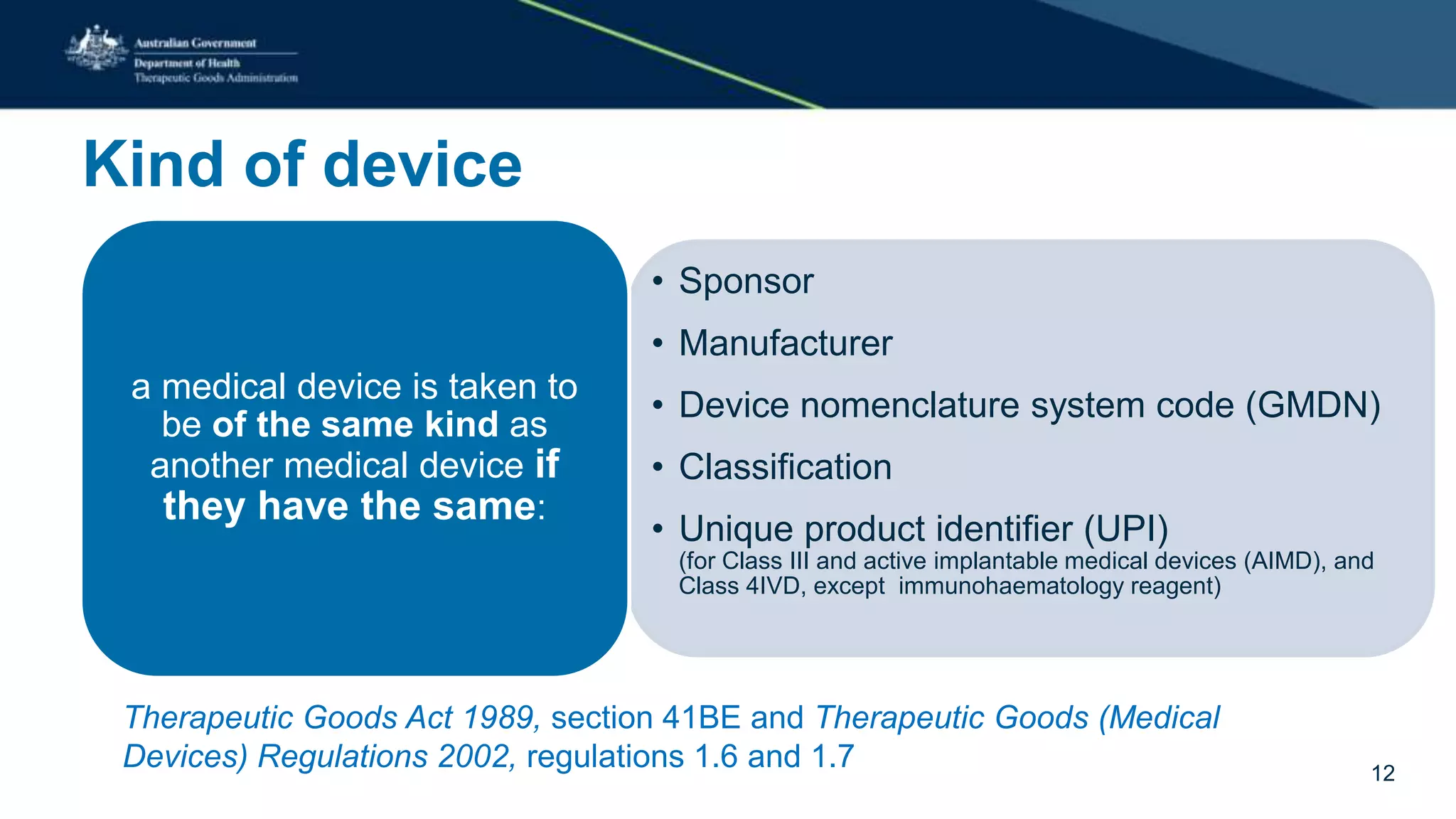 TGA Presentation: Medical Devices - Manufacturer Evidence and ...