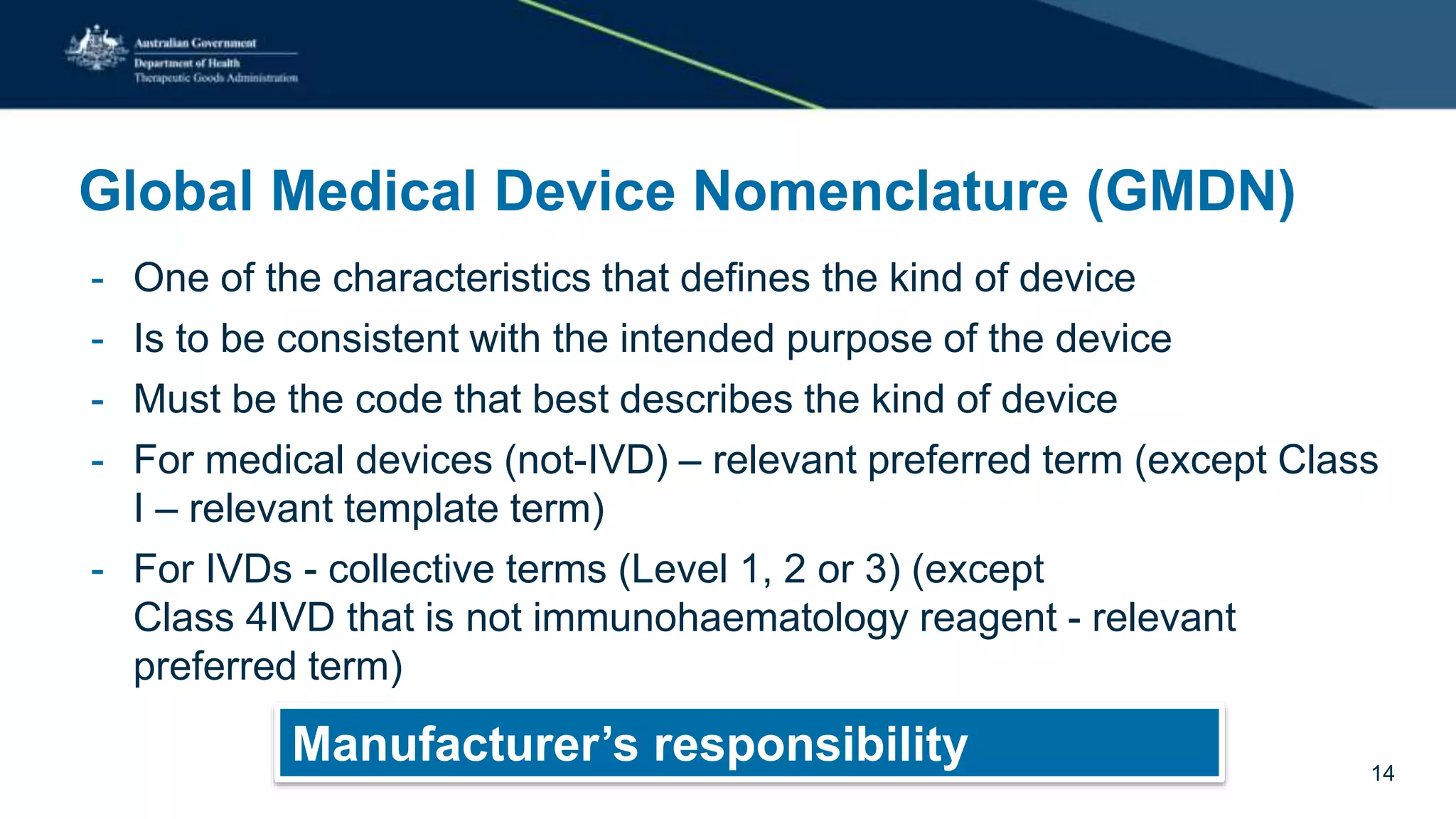 TGA Presentation: Medical Devices - Manufacturer Evidence and ...