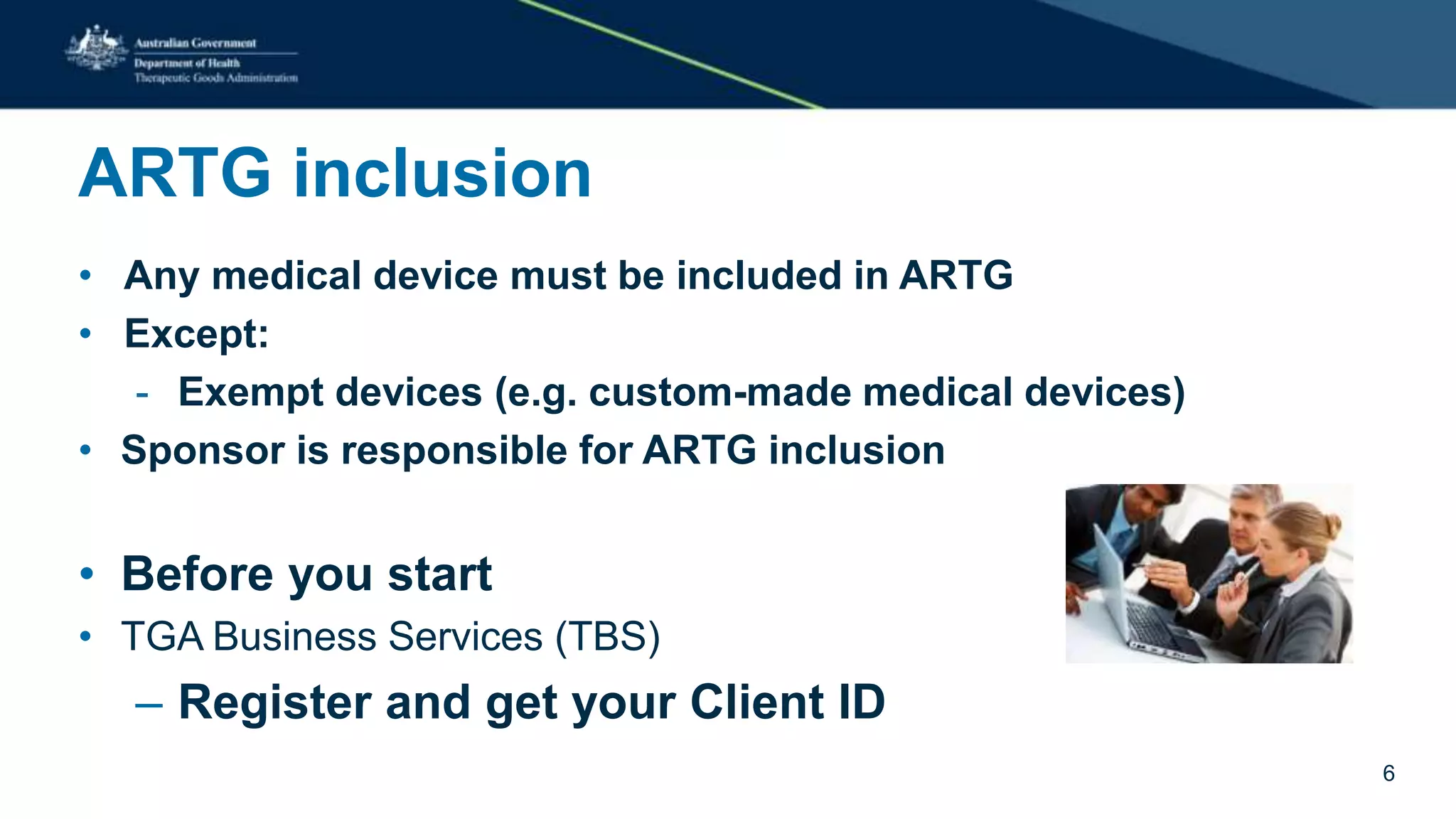 TGA Presentation: Medical Devices - Manufacturer Evidence and ...