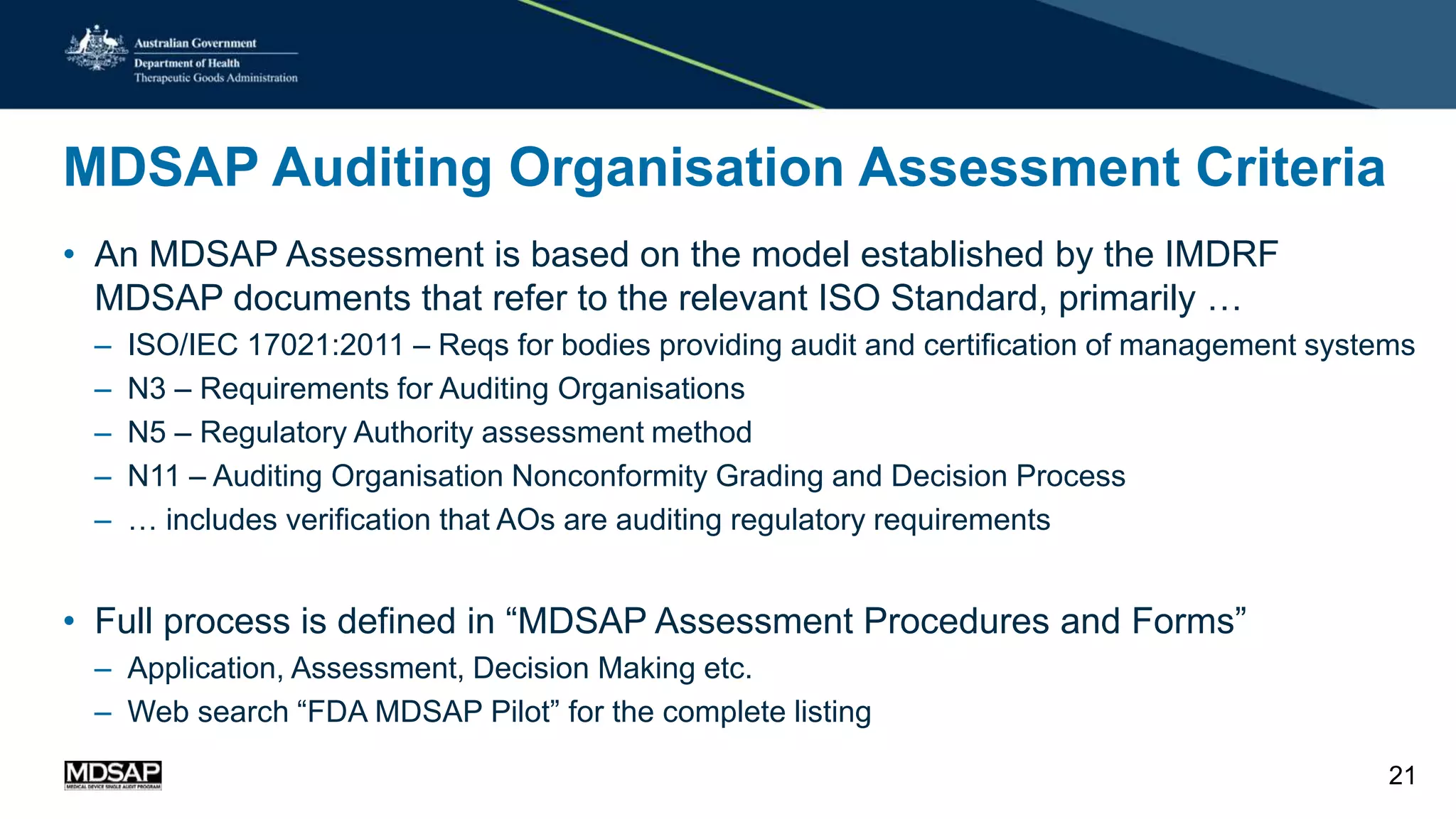 Presentation: Medical Devices Single Audit Program (MDSAP) Pilot ...