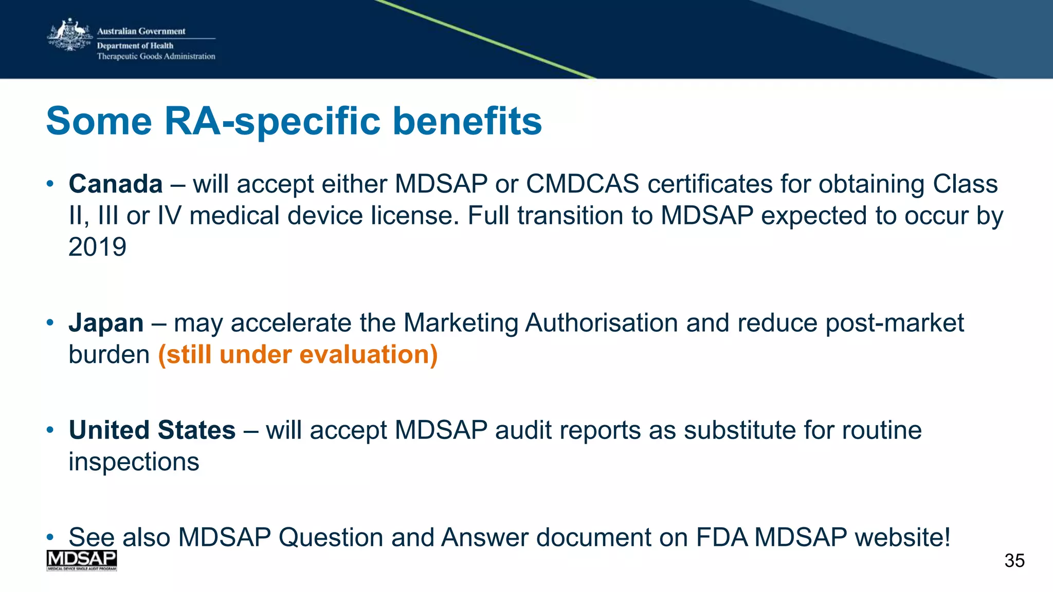 Presentation: Medical Devices Single Audit Program (MDSAP) Pilot ...
