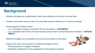 Presentation: Medicines shortages - Changes to the communication and ...