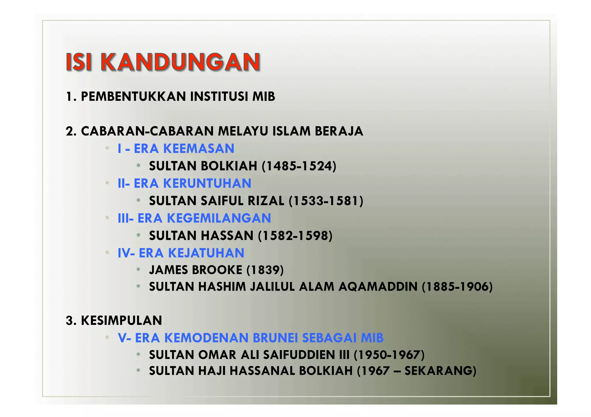 Melayu Islam Beraja: Imbasan Sejarah Brunei | PDF