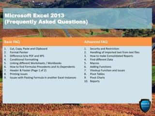 Microsoft Excel 2013 Basics course | PDF