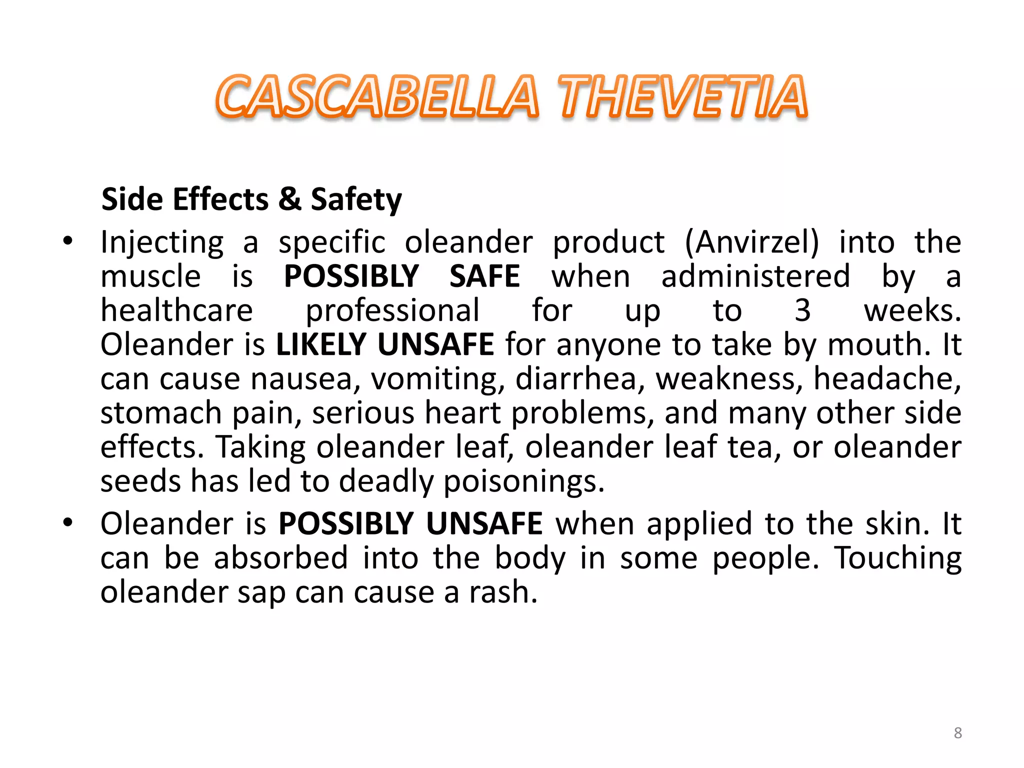 Presentation on Cascabella Thevetia and Allamanda Cathartica | PPTX