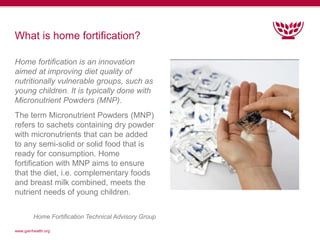 The fortification of complementary foods for older infants and young ...