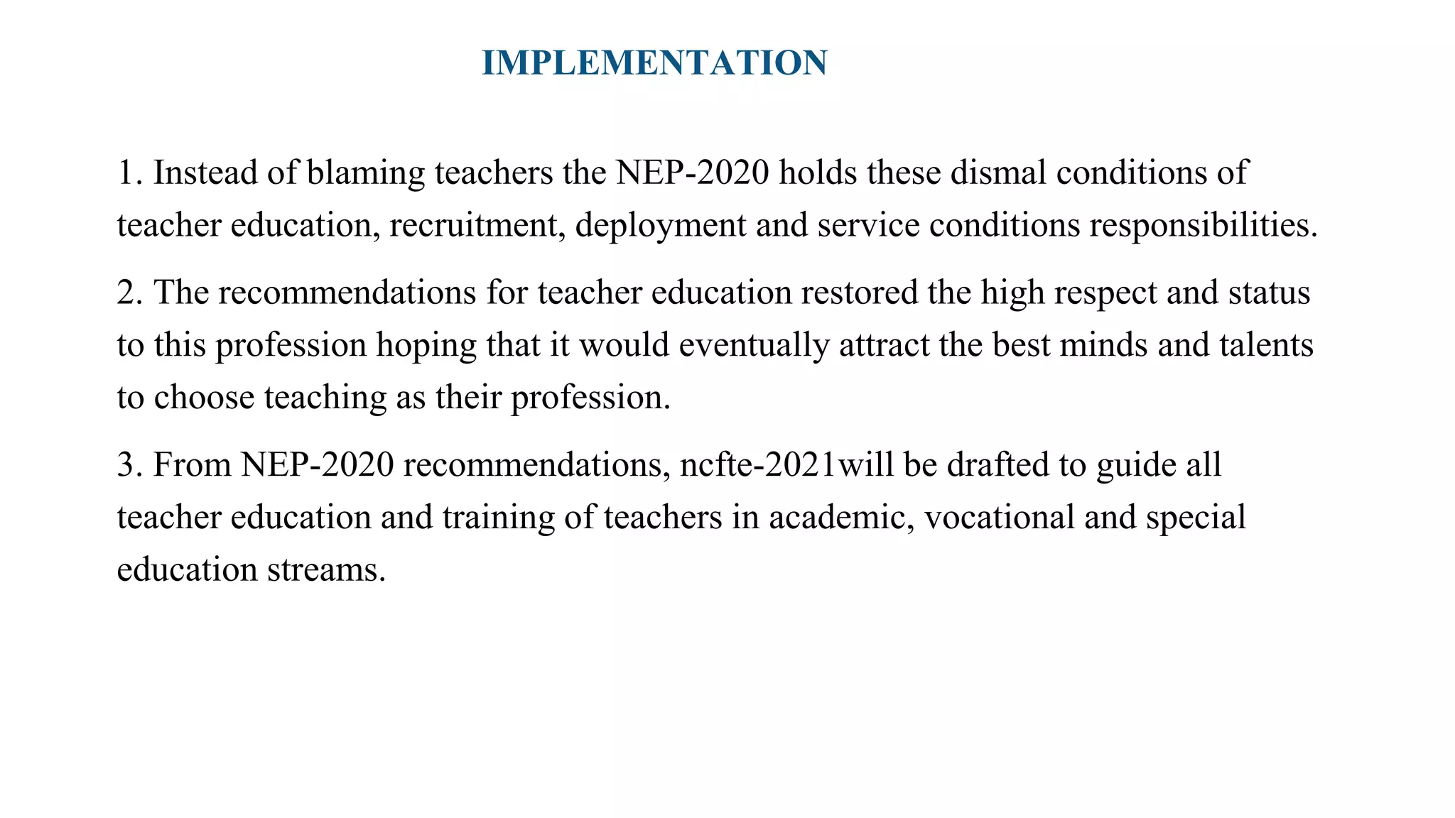 NEP 2020 related to Teacher Education | PPTX