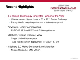 Presentation network design and security for your v mware view deployment with vmware and f5 | PDF