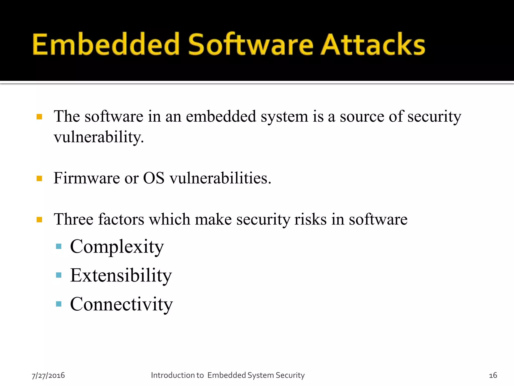 introduction to Embedded System Security | PPTX