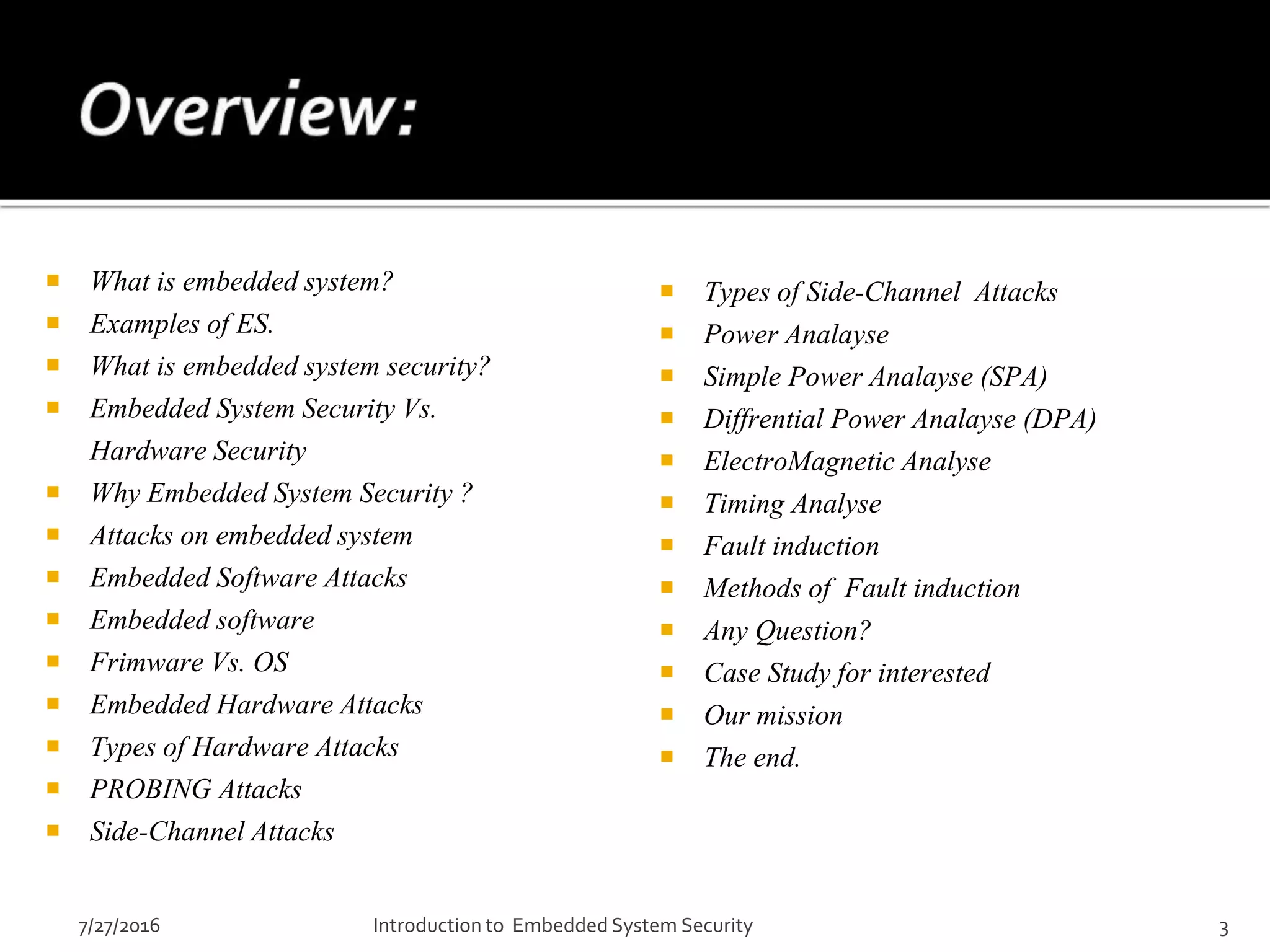 introduction to Embedded System Security | PPTX