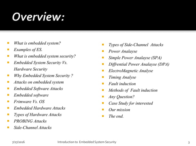 introduction to Embedded System Security | PPTX