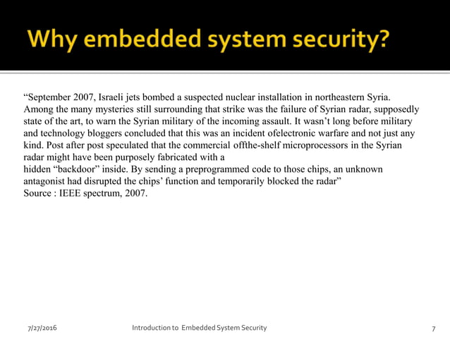 introduction to Embedded System Security | PPTX