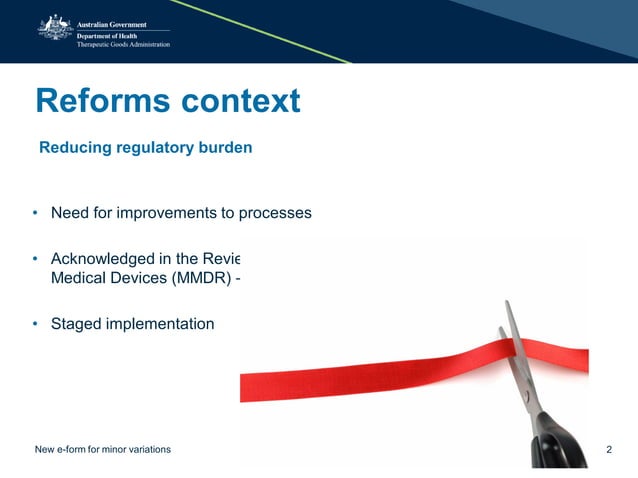 TGA Presentation: New e-form for minor variations | PPT