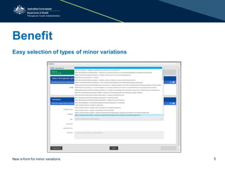 TGA Presentation: New e-form for minor variations | PPT