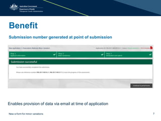 TGA Presentation: New e-form for minor variations | PPT