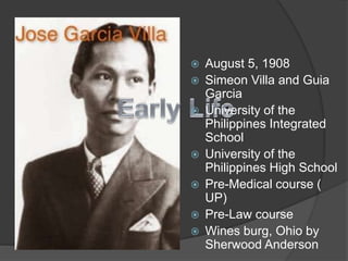 Jose Garcia Villa ( The Bashful one, First, A poem must be magical and ...