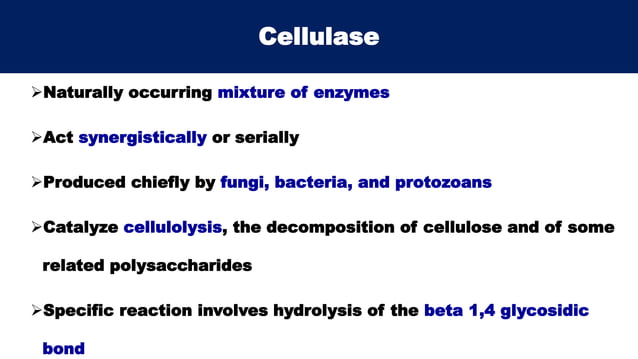 Production of cellulase and it's application | PPTX | Chemistry | Science