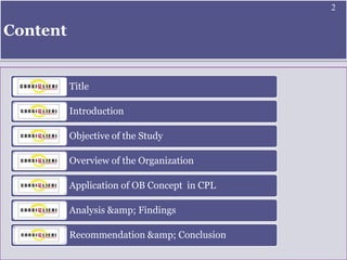 Applications of OB Concepts in Consiglieri Private Ltd. | PPT