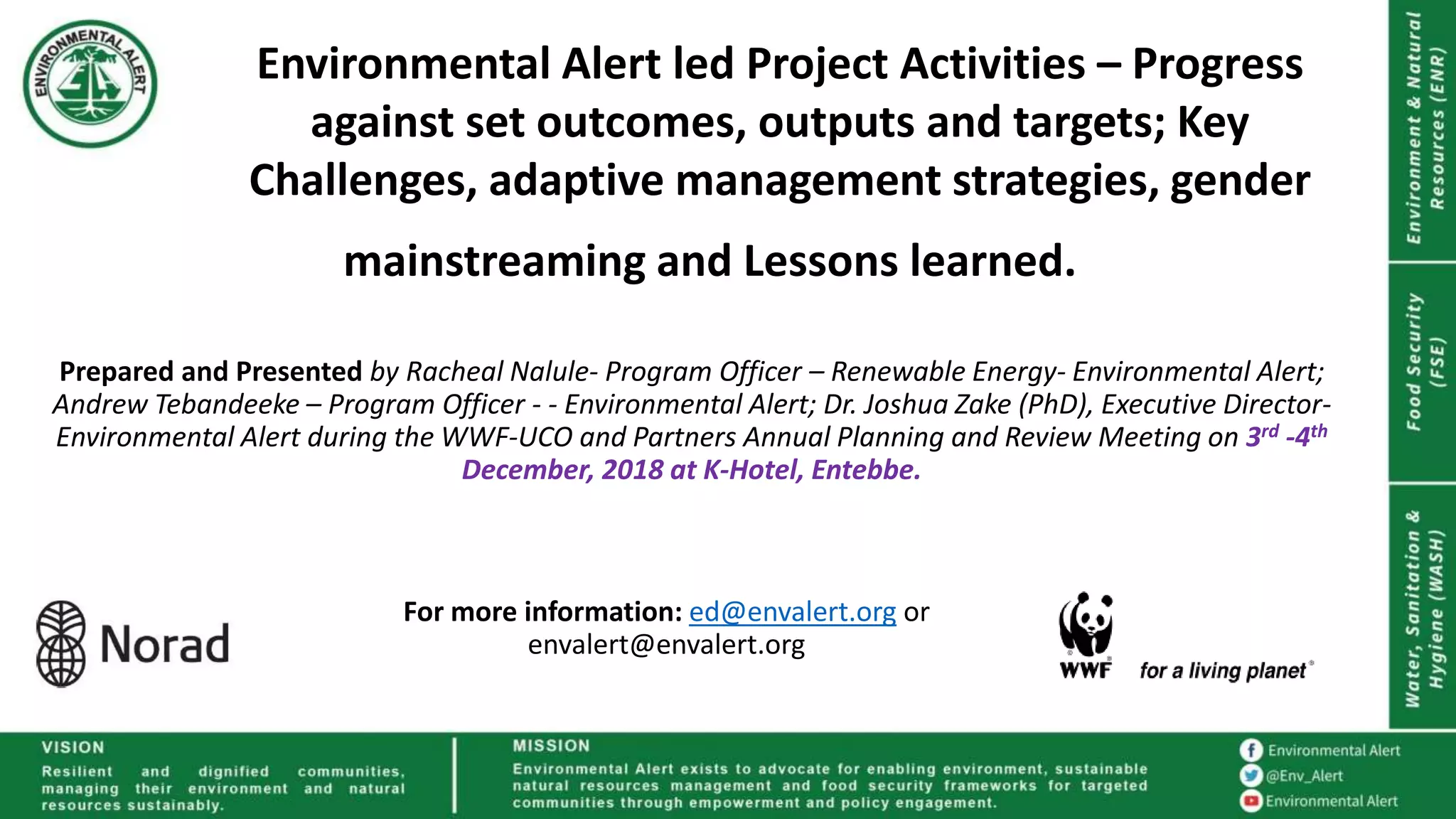 Environmental Alert led Clean Energy Project Activities – Progress ...