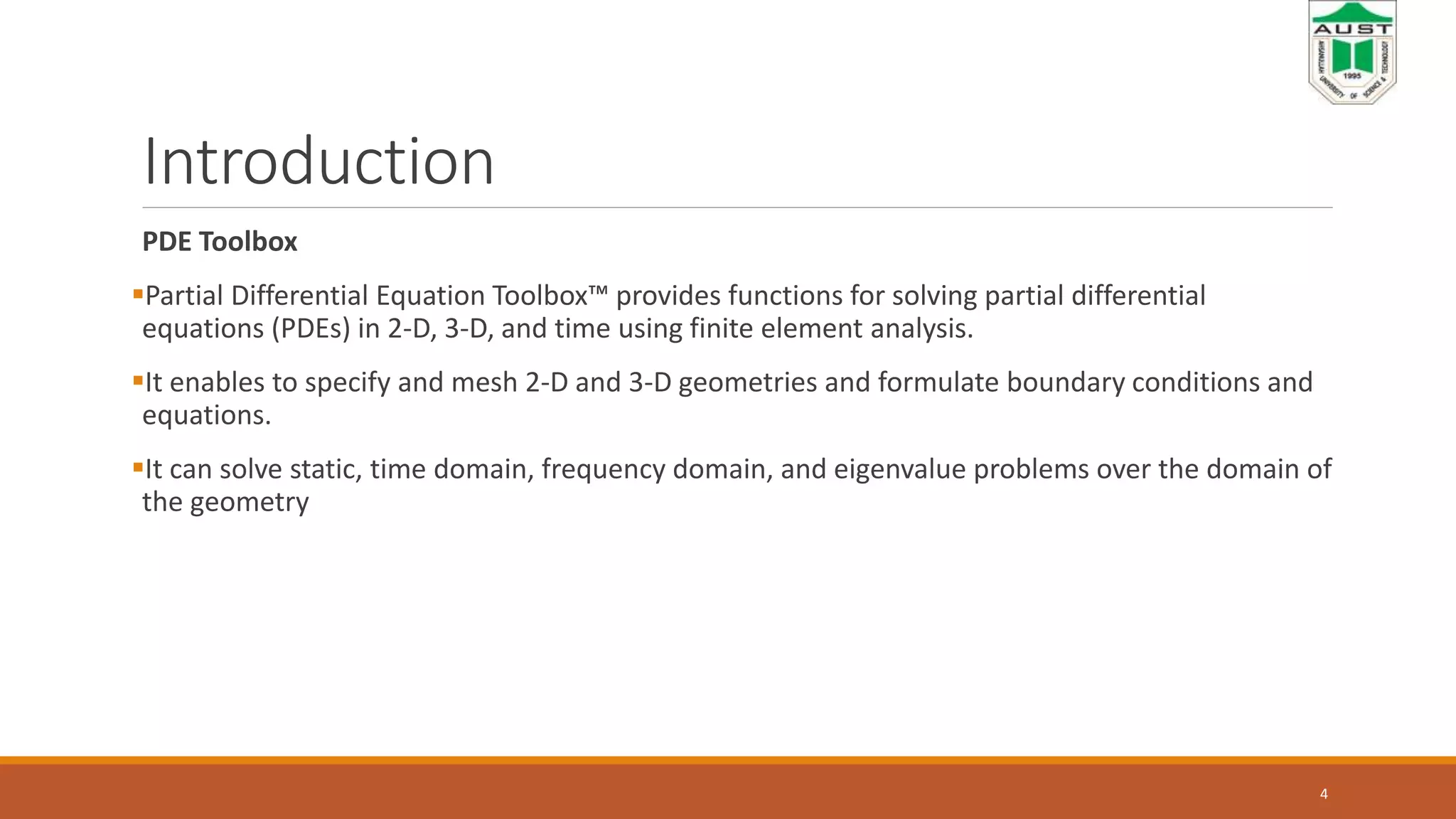 Presentation on Matlab pde toolbox | PPTX