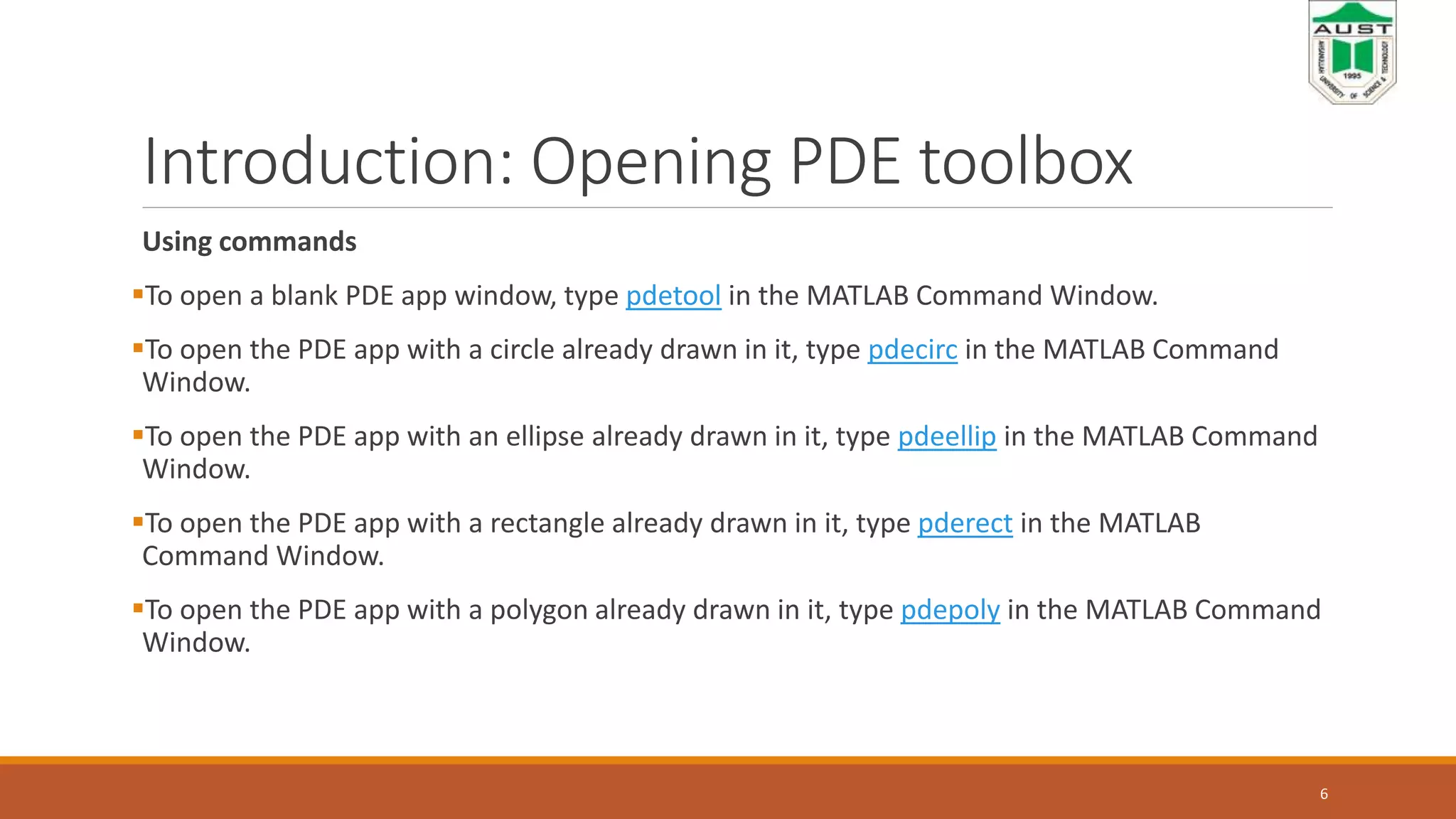Presentation on Matlab pde toolbox | PPTX