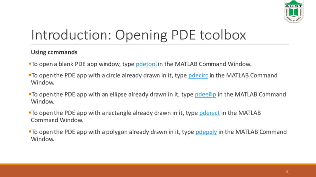 Presentation on Matlab pde toolbox | PPTX | Physics | Science