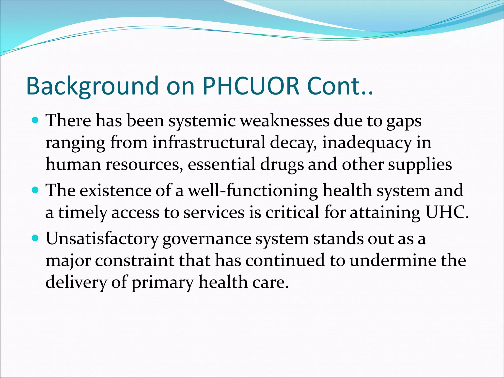 Primary Health Care Under One Roof - An Overview | PDF