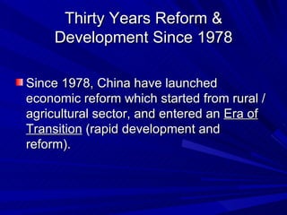 Rural China: After 30 Years’ Reform - Challenges to Sustainable ...